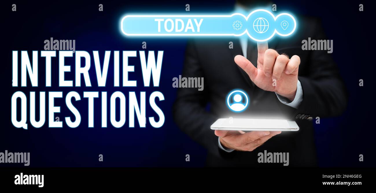 Text caption presenting Interview Questions. Word Written on Typical ...