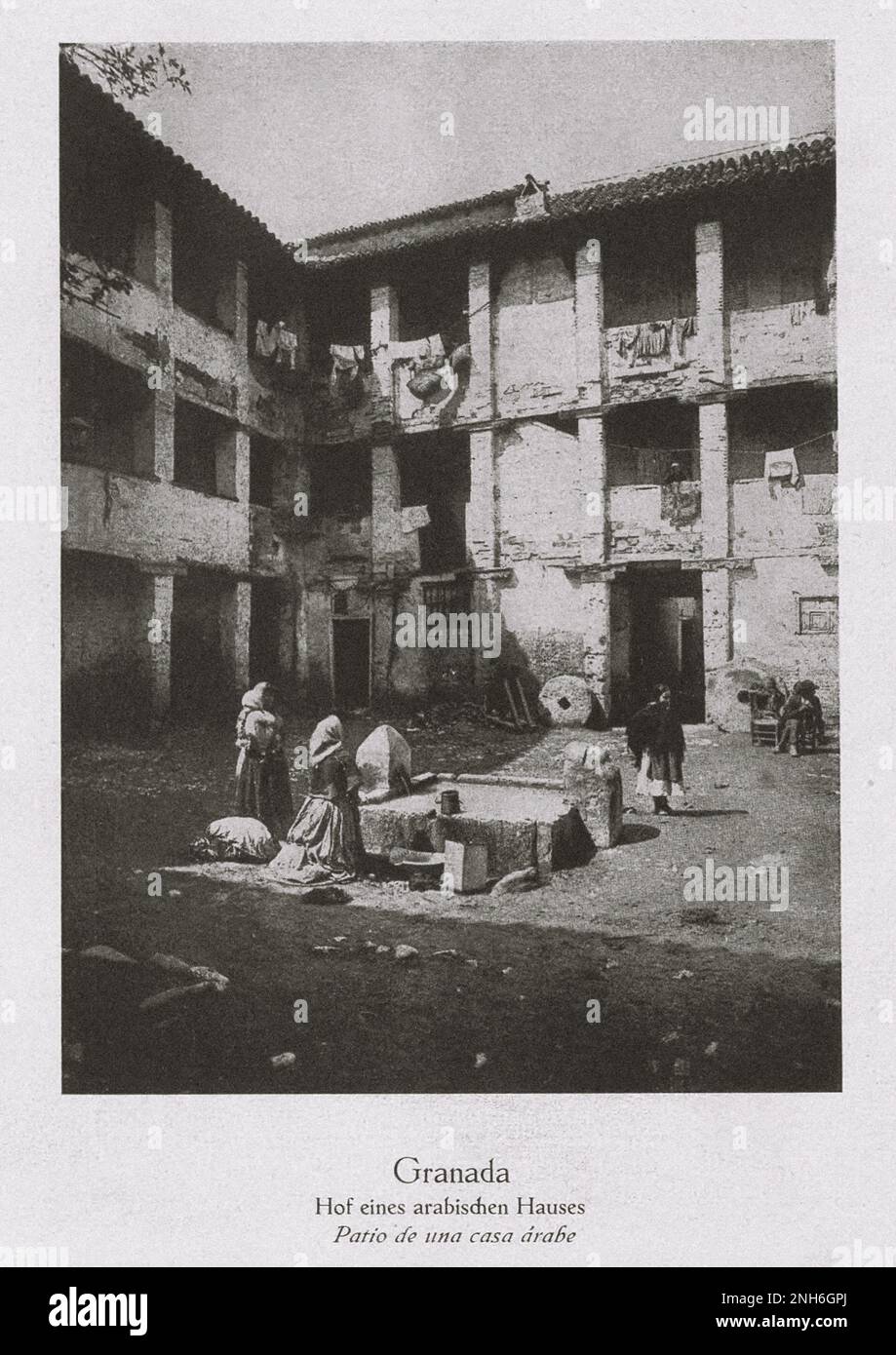 Architecture of Old Spain. Vintage photo of Courtyard of an Arab house ...