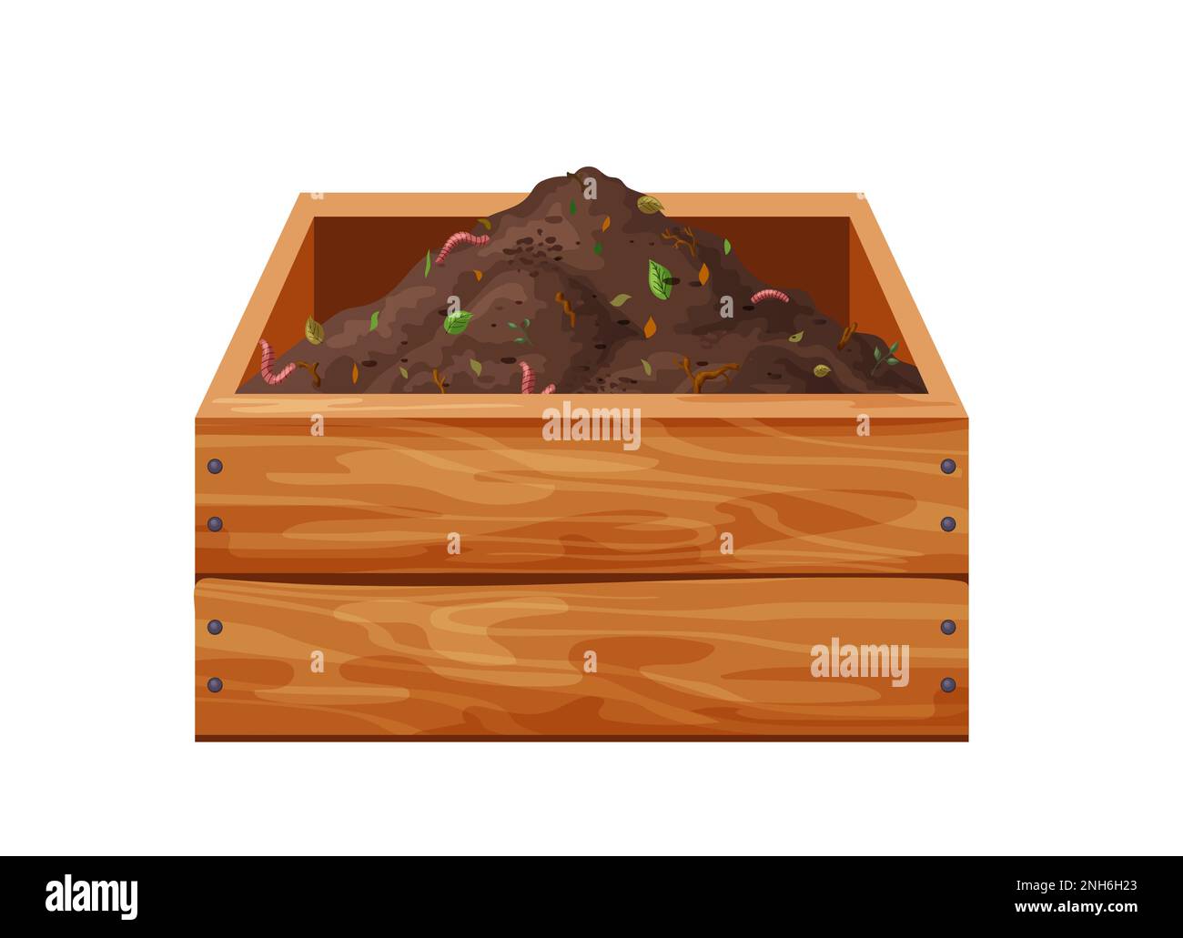 Organic soil heap for compost in wooden box, garden recycling natural ...