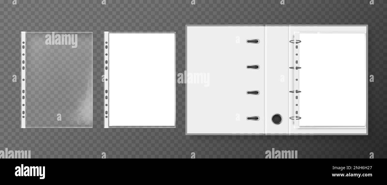 Office binder template with envelopes and papers realistic set isolated ...