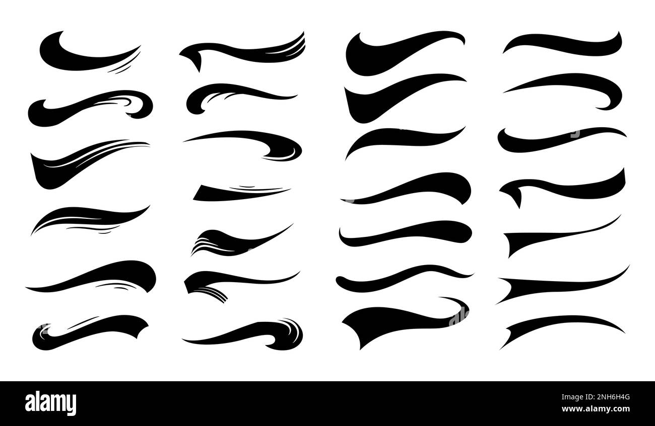 Handmade swooch tail set, brush lines in doodle. Lettering underlines ...