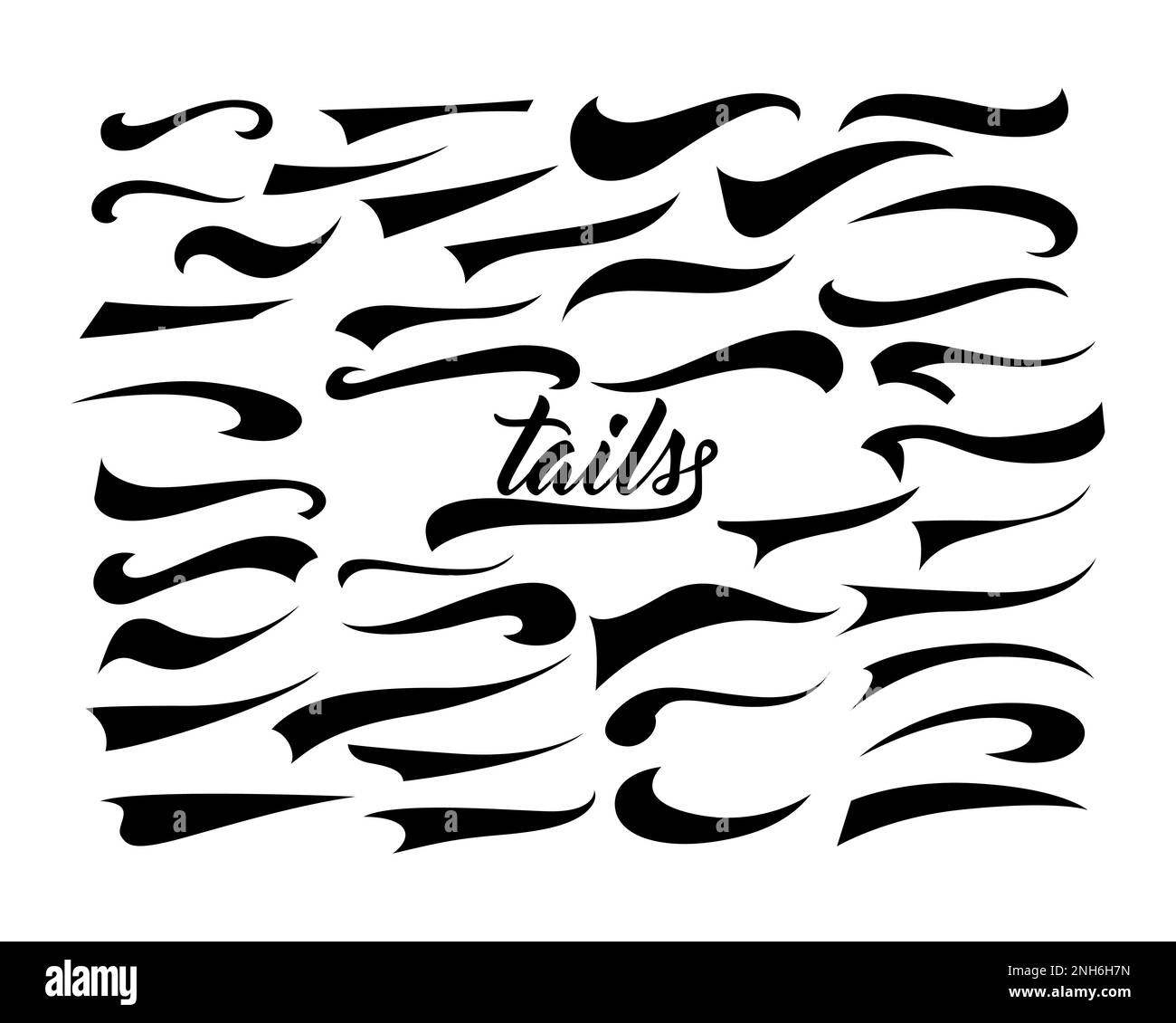 Calligraphic swoosh tail set, underline marker strockes. Sport logo ...