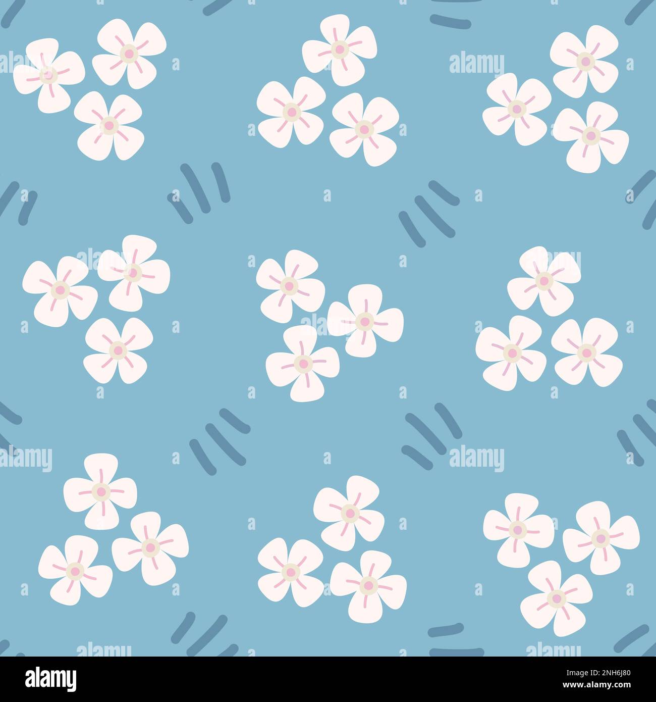 Cute floral seamless pattern. Blue background with abstract white ...