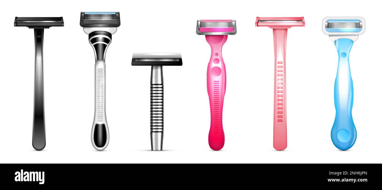 Realistic set of male and female razor blades isolated vector ...