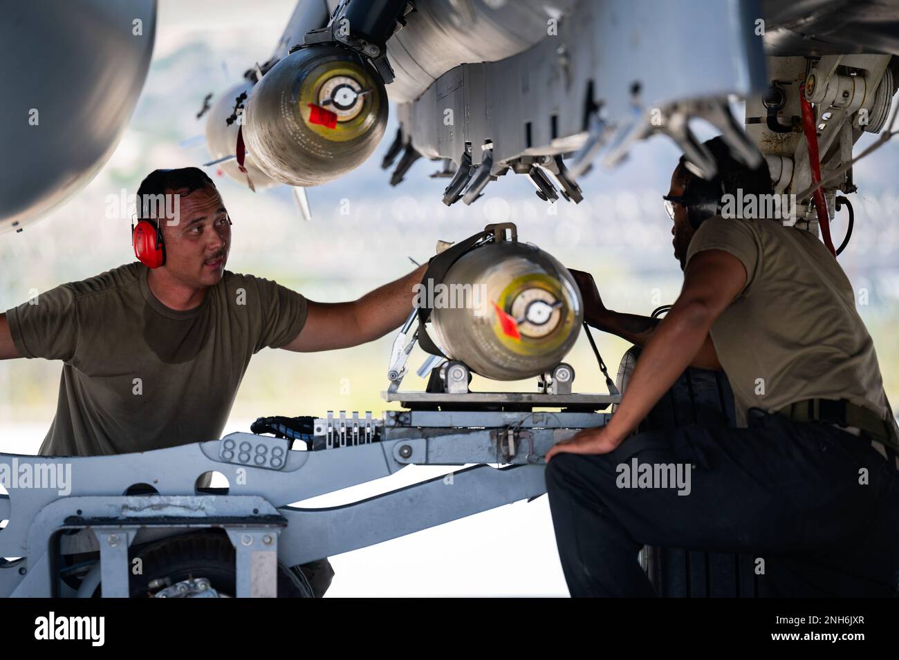 U.S. Air Force Staff Sgt. Nicholas Danley, left, and Senior Airman Nicholas Julien, right ...