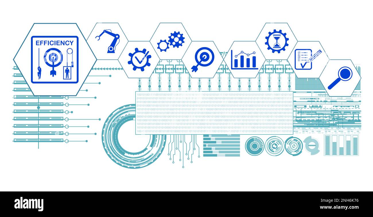 Concept of efficiency with connected icons Stock Photo - Alamy
