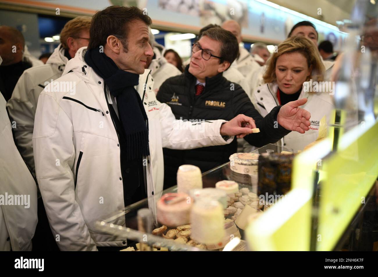 Paris, France. 21st Feb, 2023. President Emmanuel Macron visits the ...