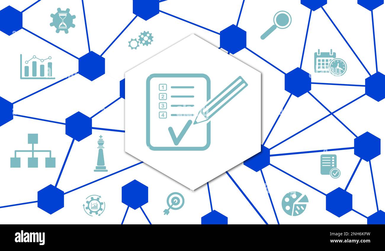Concept of action plan with connected icons Stock Photo - Alamy