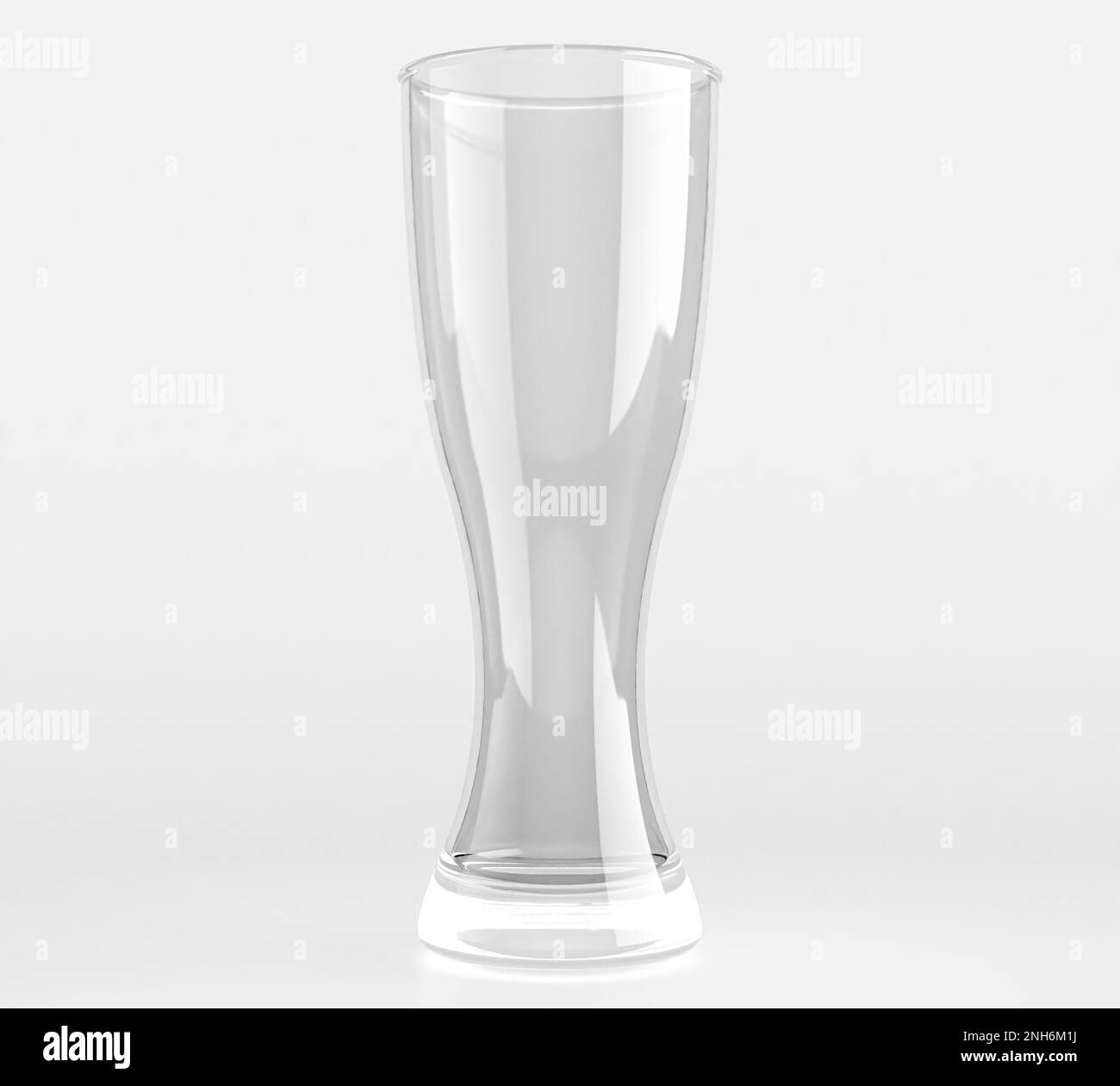 An empty weizen, shaped beer glass an isolated white studio background ...