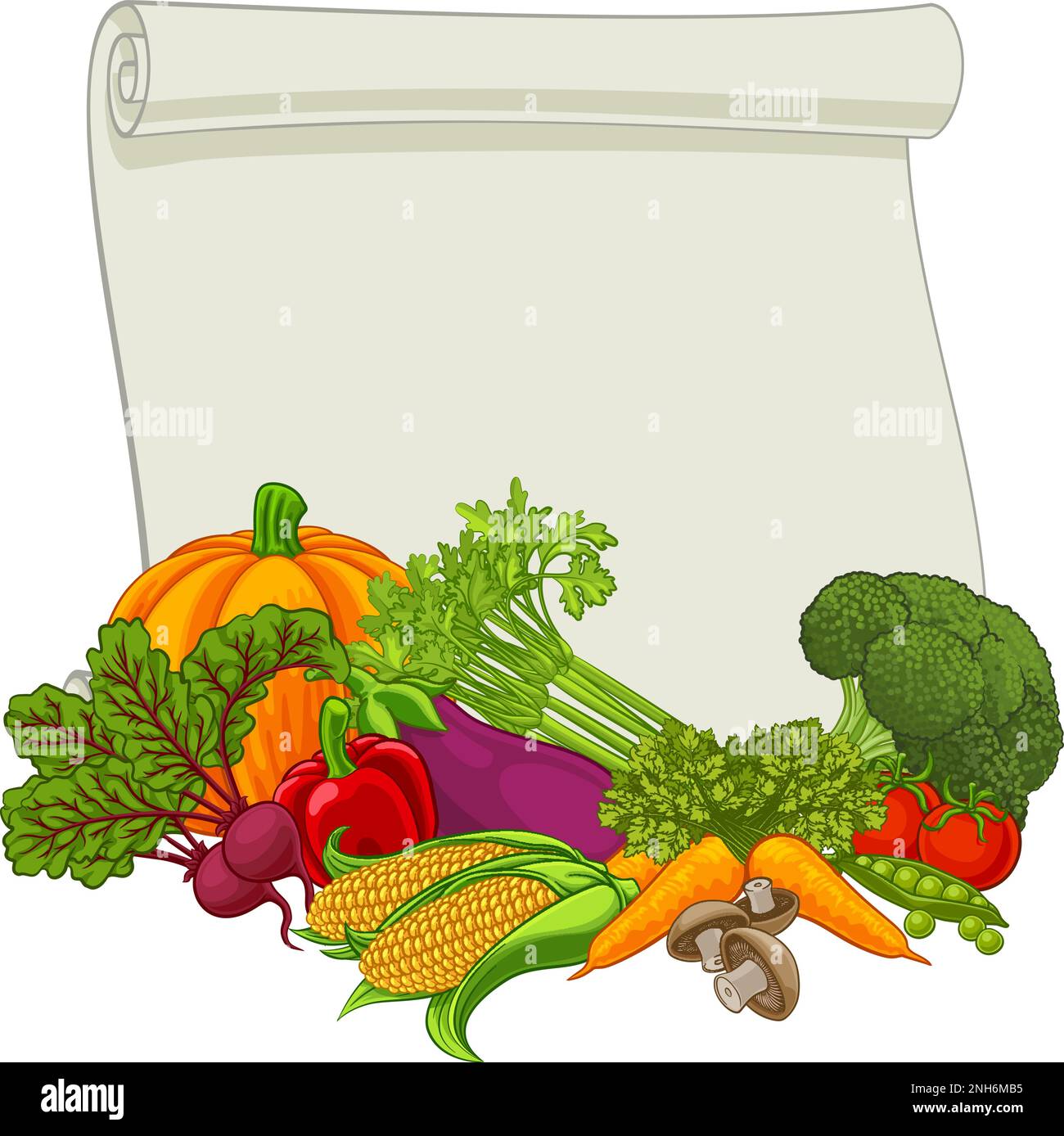 Vegetable Produce Food Scroll Background Cartoon Stock Vector Image ...