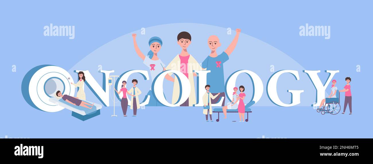 Oncology composition with text and doodle characters of patients ...