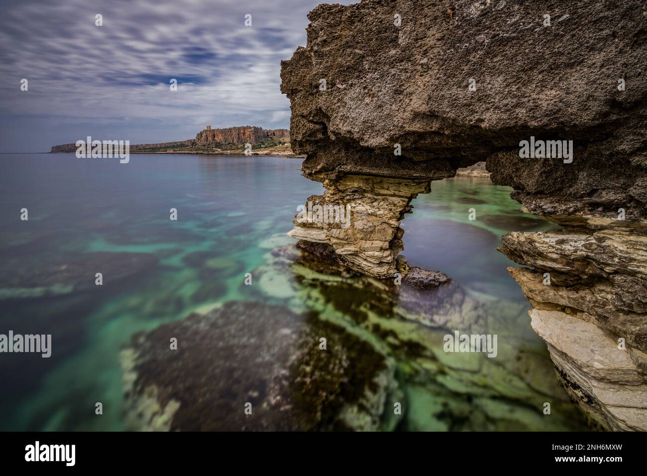 Marine arch in Macari bay, Sicily Stock Photo - Alamy