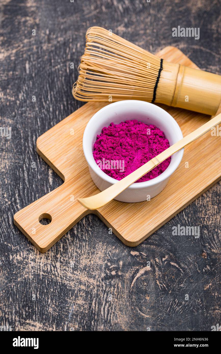 Pink matcha powder from dragon fruit Stock Photo - Alamy