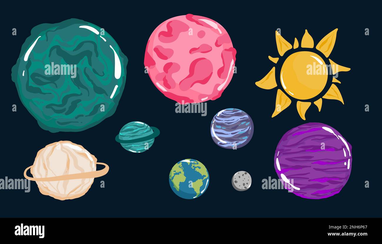 Alien planets vector cartoon set of space game user interface, ui or ...