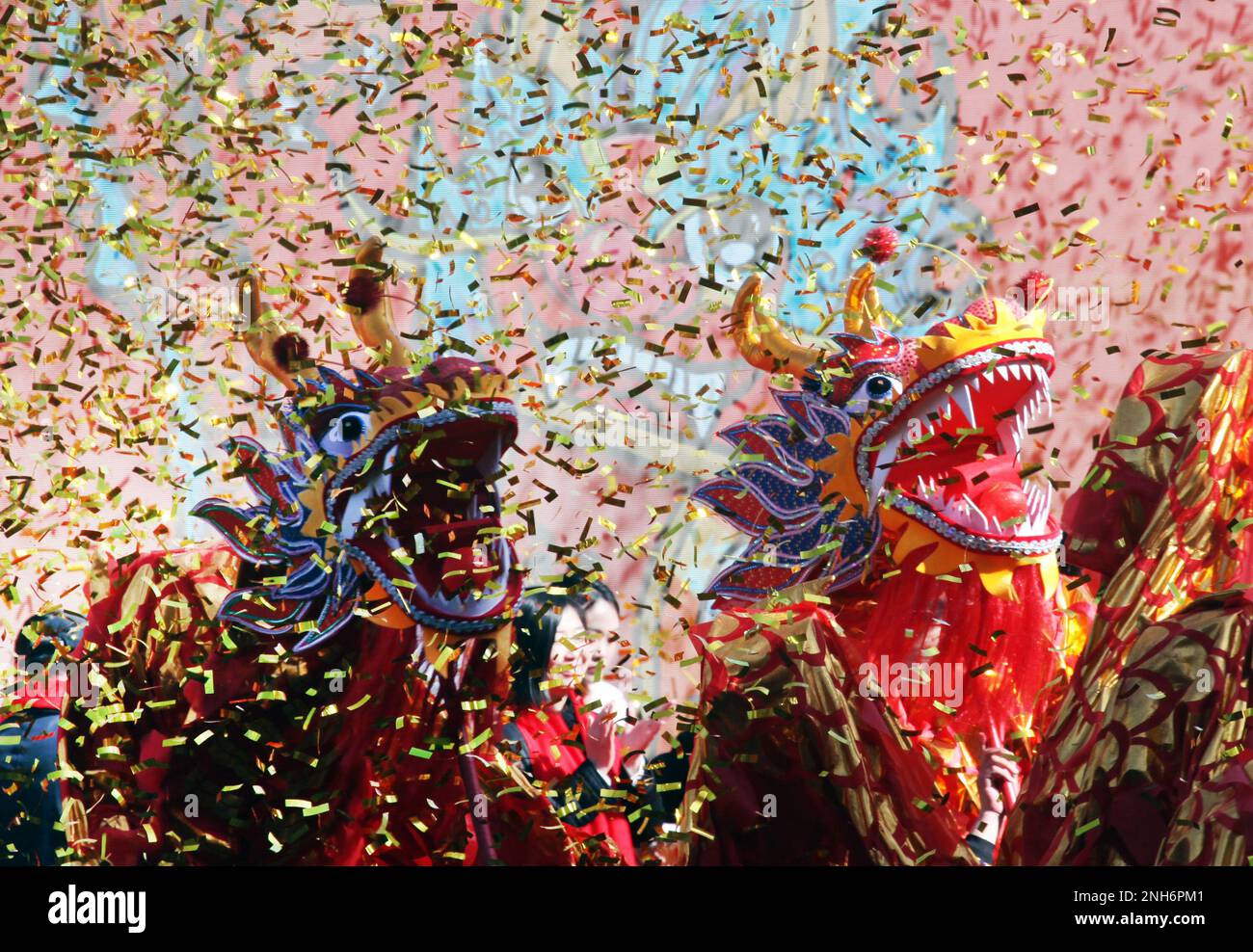 SHENYANG, CHINA - FEBRUARY 21, 2023 - A dragon dance is held to ...