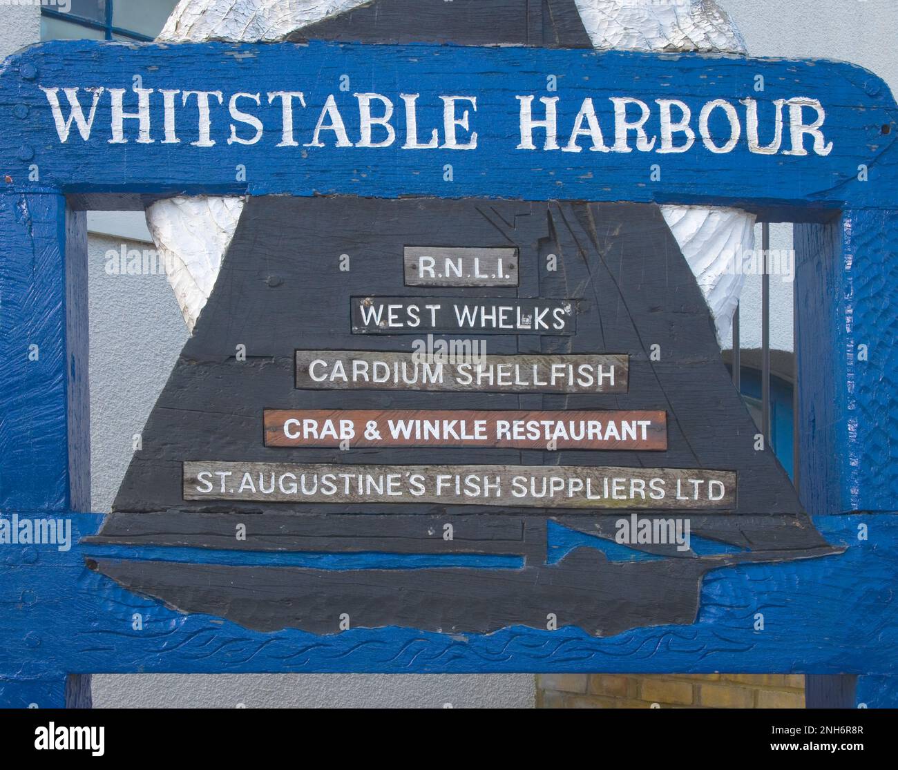 whitstable harbour sign on the North kent coast Stock Photo - Alamy