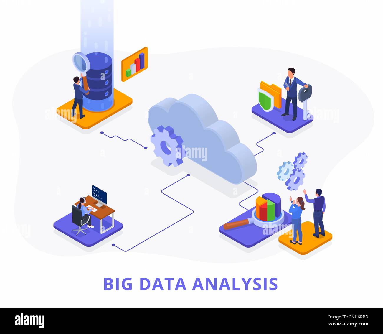 Isometric concept with big data analyst profession symbols vector ...