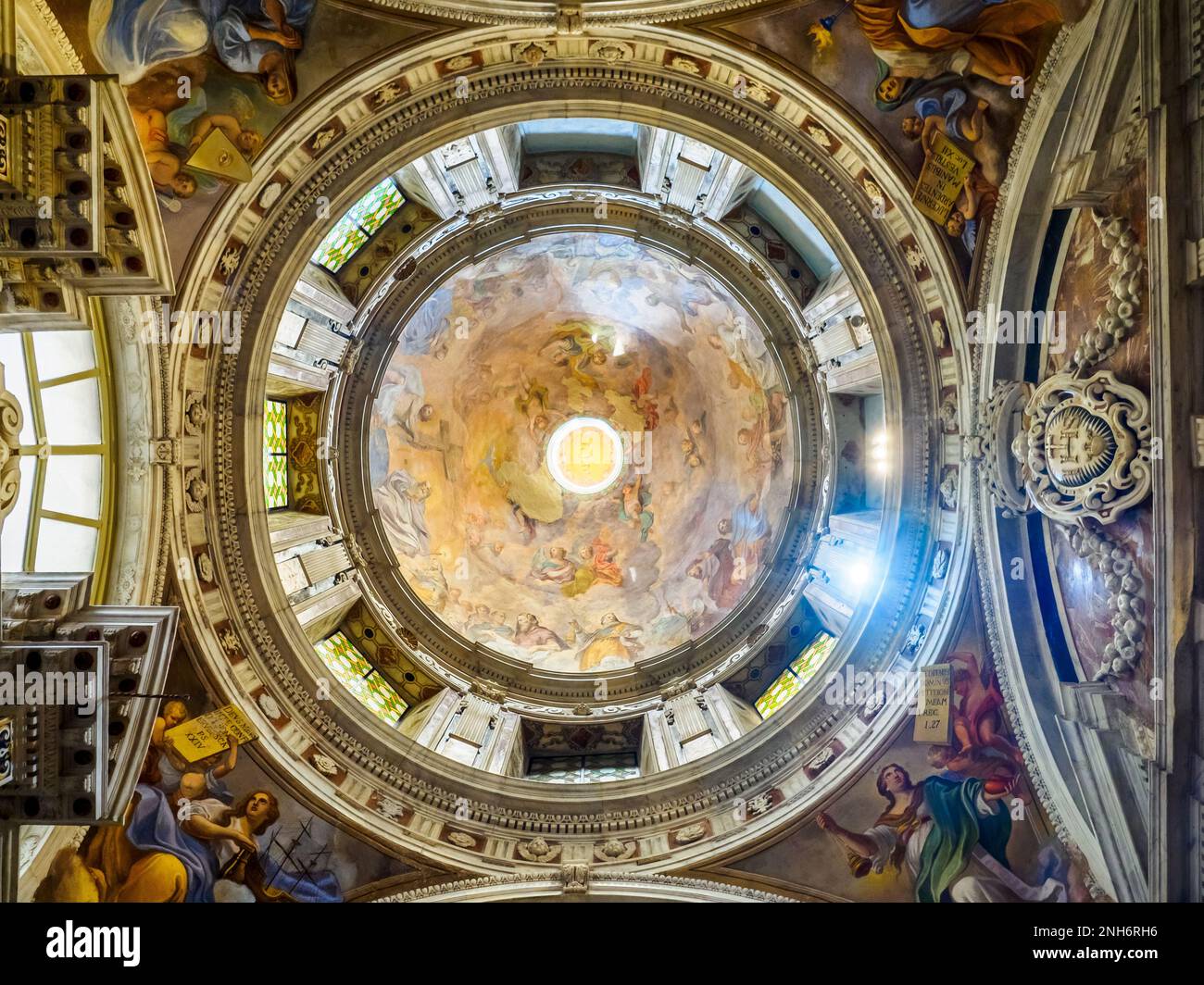 Decorated dome in the baroque style church of Jesus (chiesa del Gesu ...