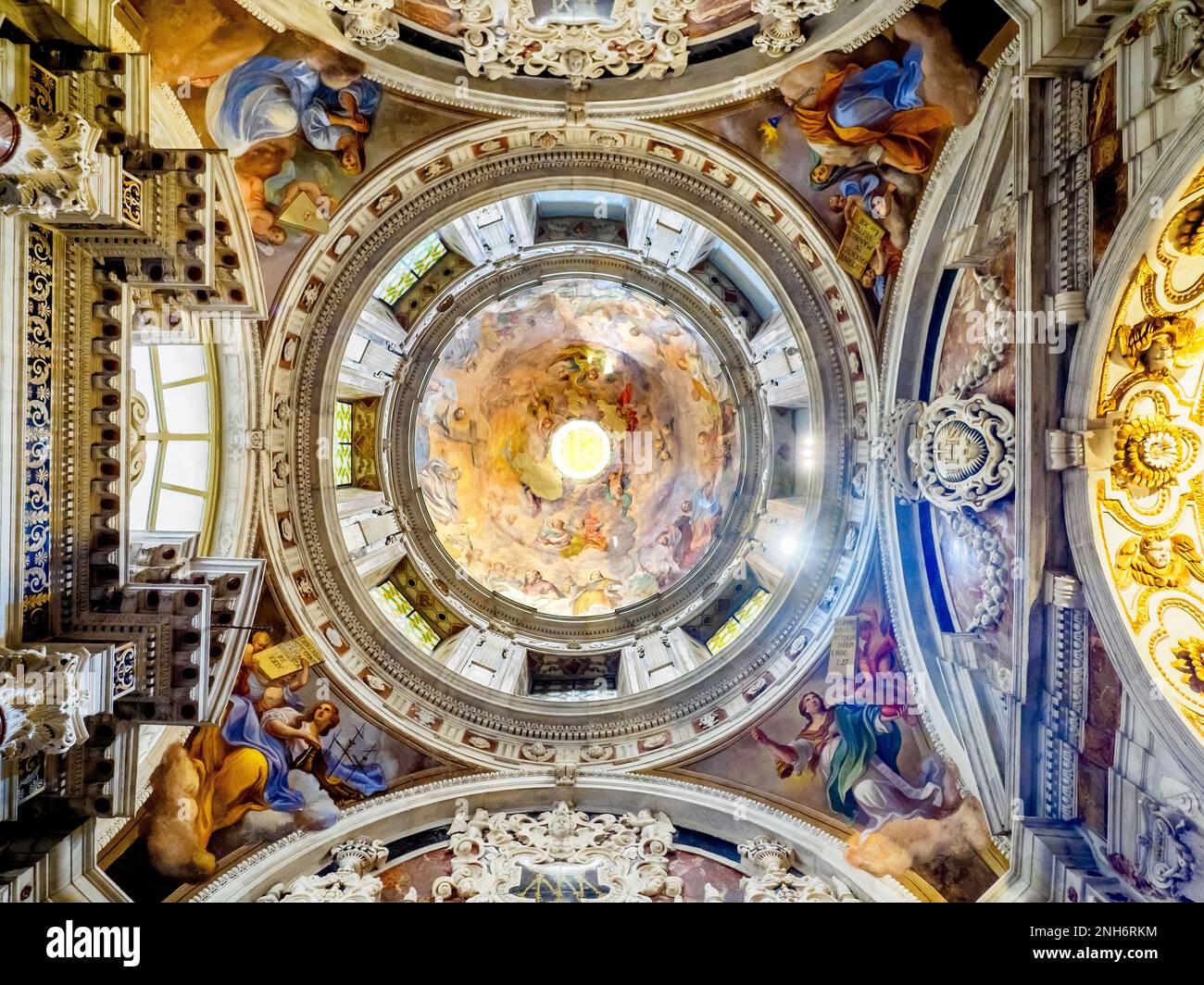 Decorated dome in the baroque style church of Jesus (chiesa del Gesu ...