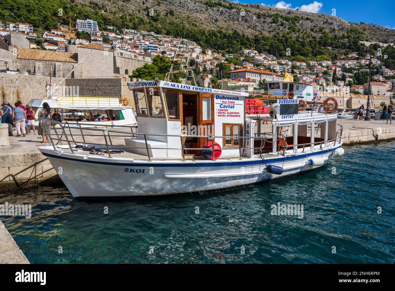 Tourist boat Skoj, which does regular boat trips between Dubrovnik and ...