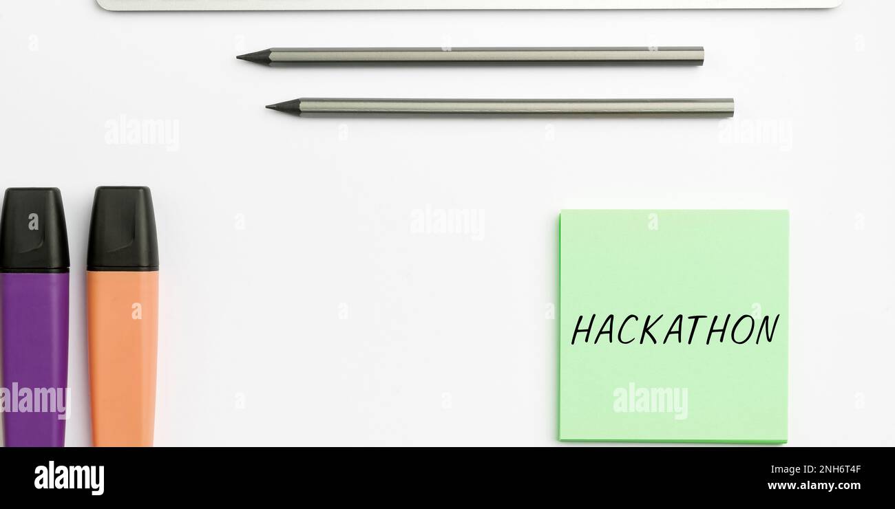 Inspiration showing sign Hackathon. Business showcase event where large ... Inspiration showing sign Hackathon. Business showcase event where large ...
