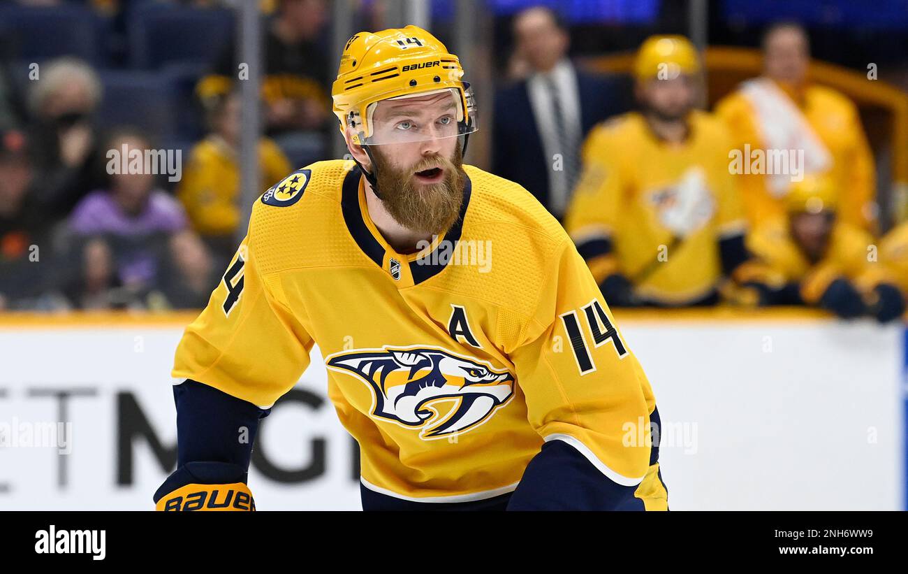 Nashville Predators defenseman Mattias Ekholm (14) plays against the ...