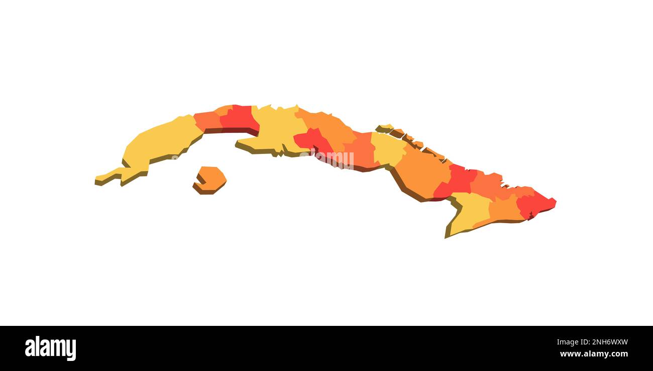 Cuba political map of administrative divisions - provinces. 3D map in ...