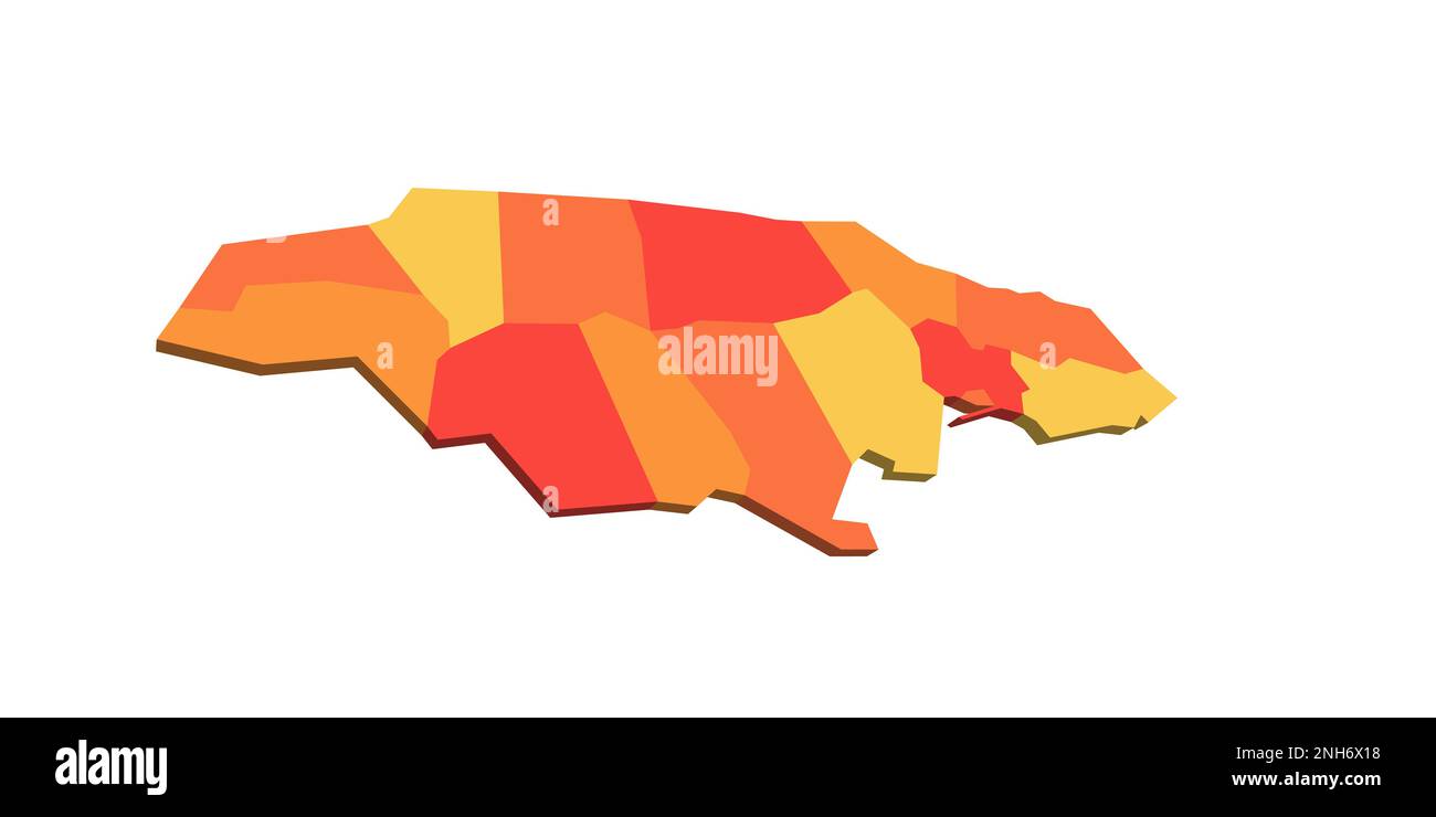 Jamaica political map of administrative divisions - parishes. 3D map in ...