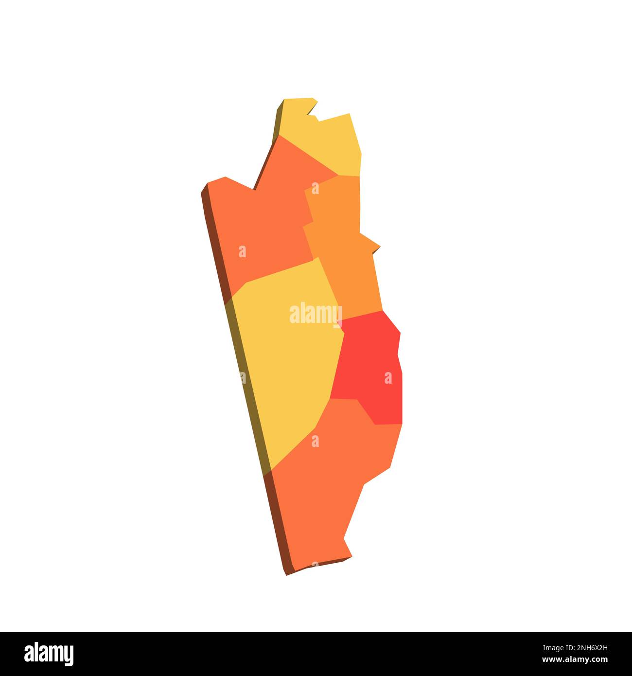 Belize political map of administrative divisions - districts. 3D map in ...