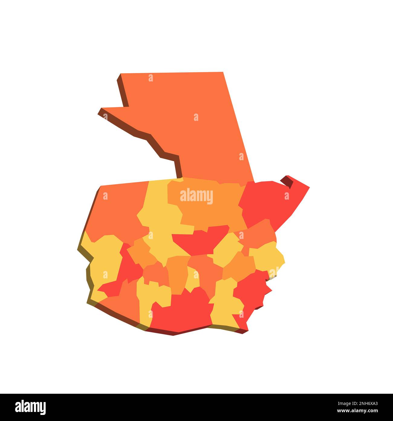 Guatemala political map of administrative divisions - departments. 3D ...