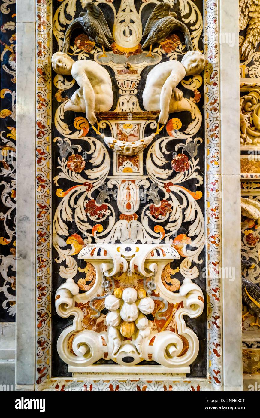 Marble inlays in the baroque style church of Jesus (chiesa del Gesu ...
