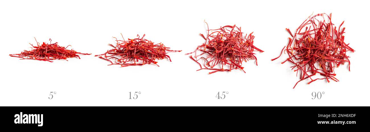 A Small Heap of High Quality Saffron Threads from 5 Different Angles ...