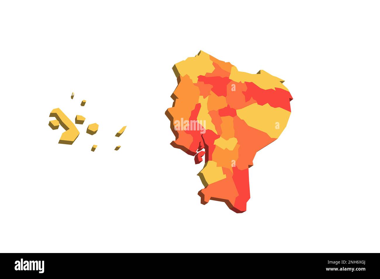 Ecuador political map of administrative divisions - provinces. 3D map ...