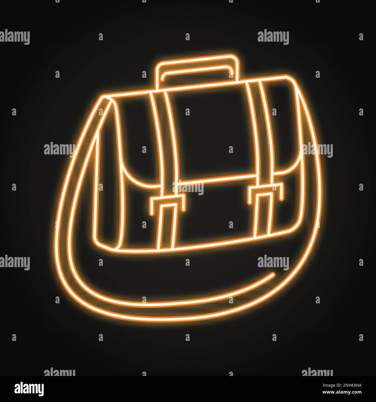 Shoulder bag of postman neon icon in line style. Postal bag with mail ...