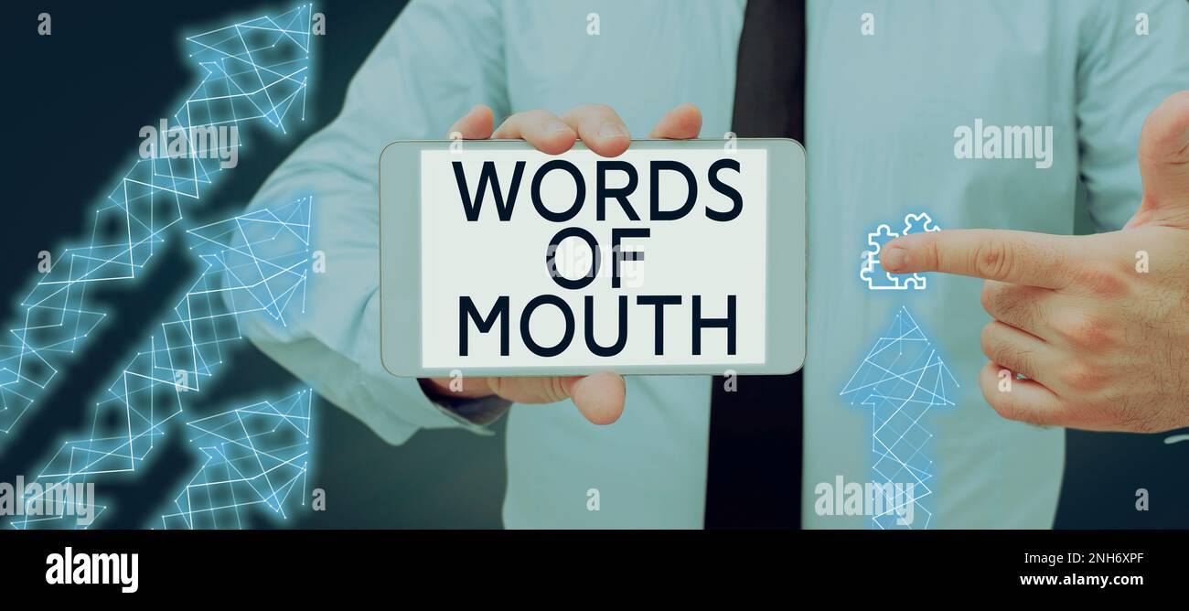 Inspiration showing sign Words Of Mouth. Business concept simple ...