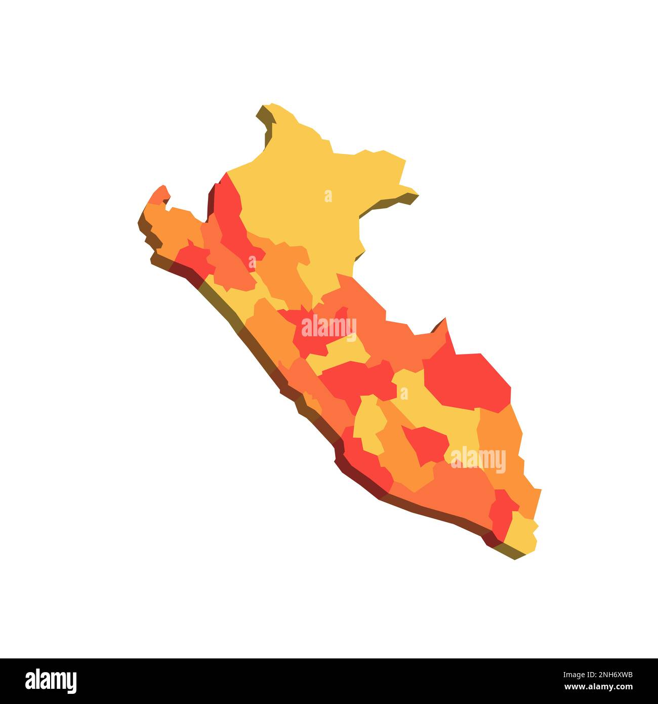 Peru political map of administrative divisions - departments. 3D map in ...