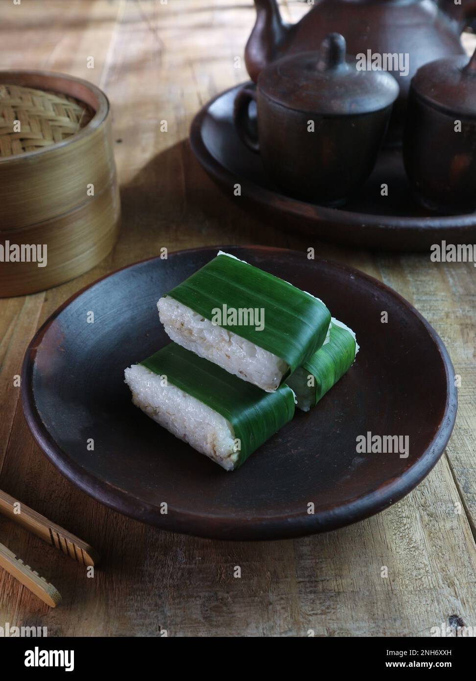 sticky rice cake filled with chicken meat Stock Photo - Alamy