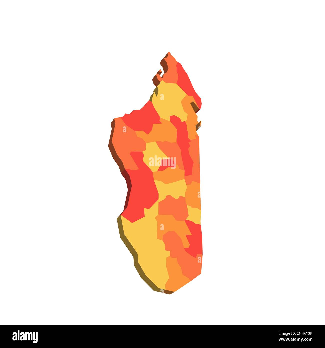 Madagascar political map of administrative divisions - regions. 3D map ...