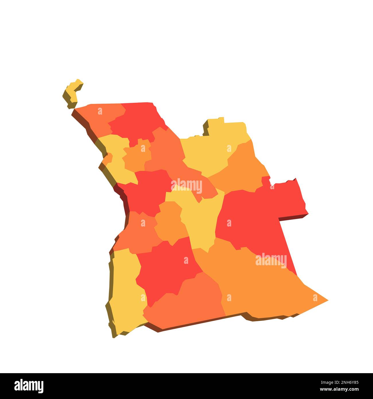 Angola political map of administrative divisions - provinces. 3D map in ...