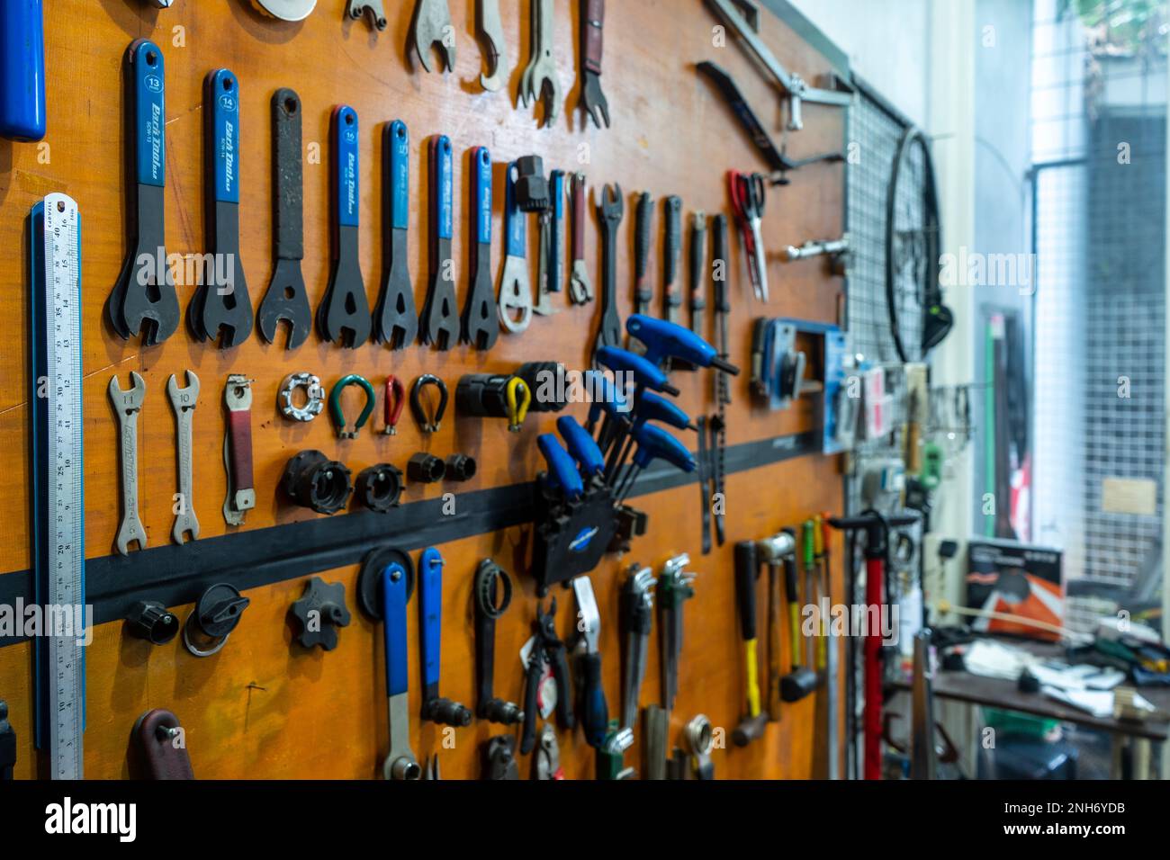 Bicycle workshop for repairing bike in Indonesia Stock Photo - Alamy