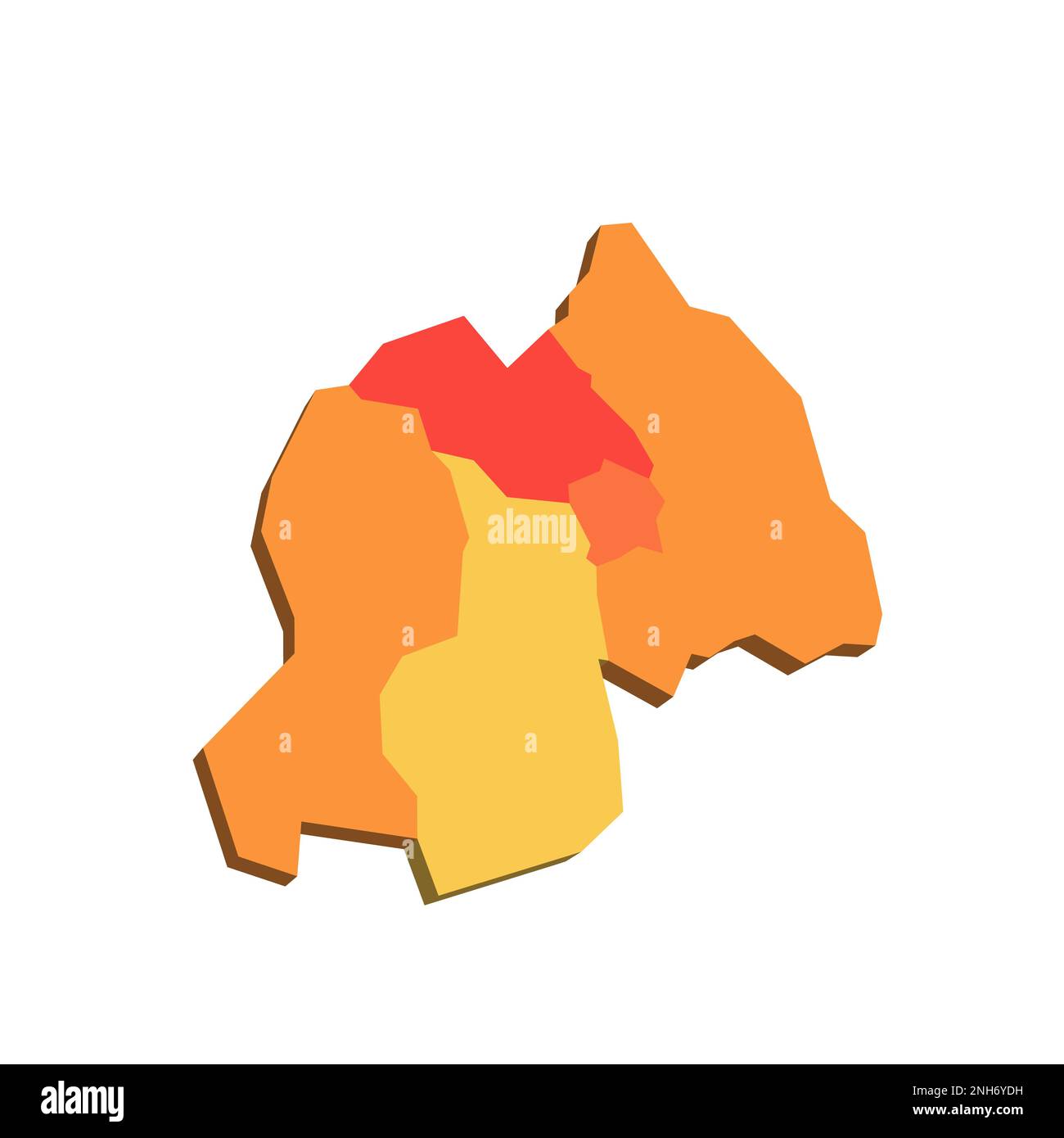 Rwanda political map of administrative divisions - provinces. 3D map in ...