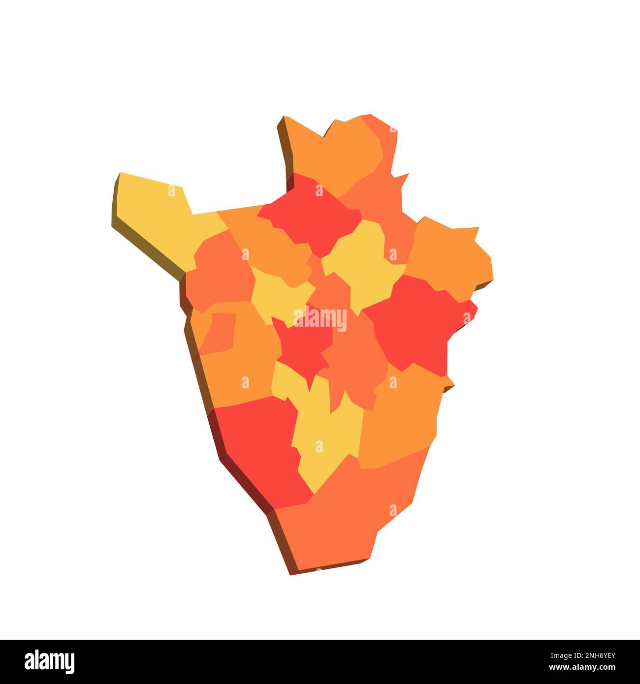 Burundi political map of administrative divisions - provinces. 3D map ...