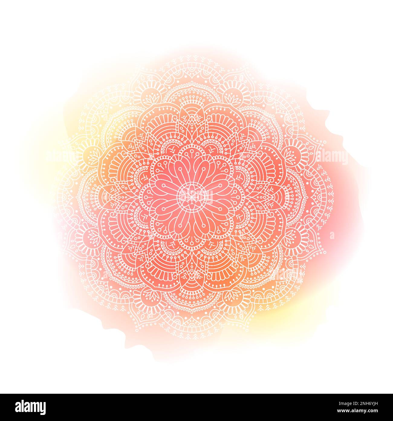 Round gradient mandala on watercolor trace background. Vector boho ...