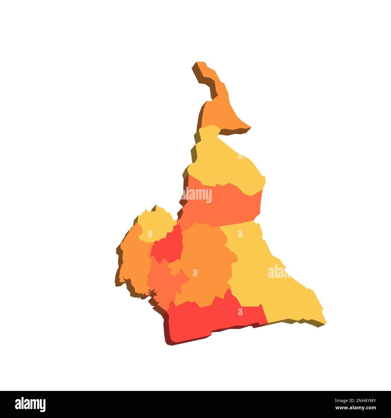 Cameroon political map of administrative divisions - regions. 3D map in ...
