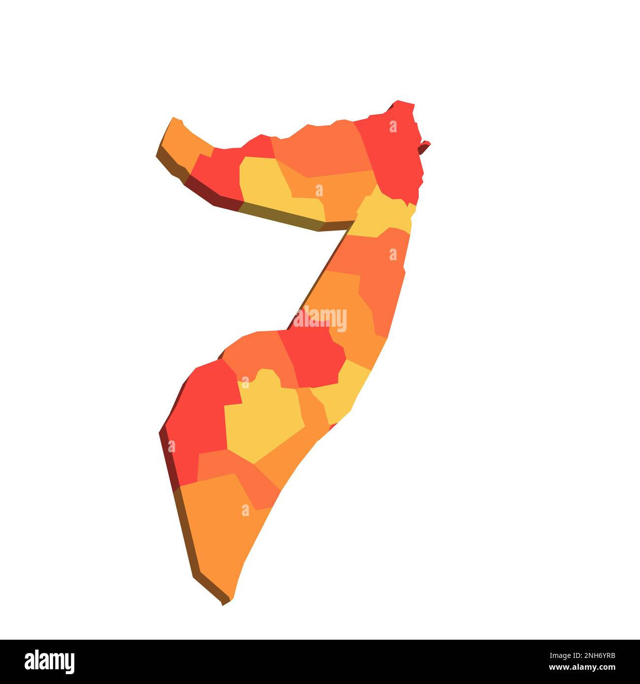 Somalia political map of administrative divisions - federal states. 3D ...