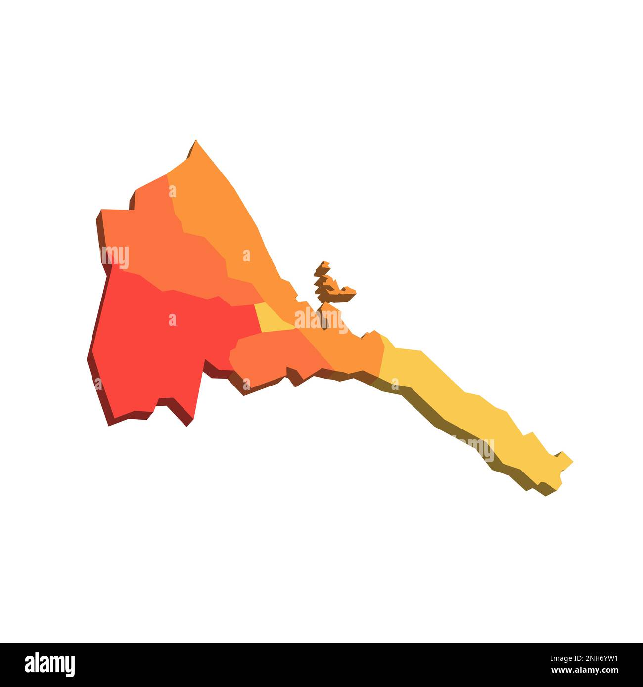 Eritrea political map of administrative divisions - regions. 3D map in ...