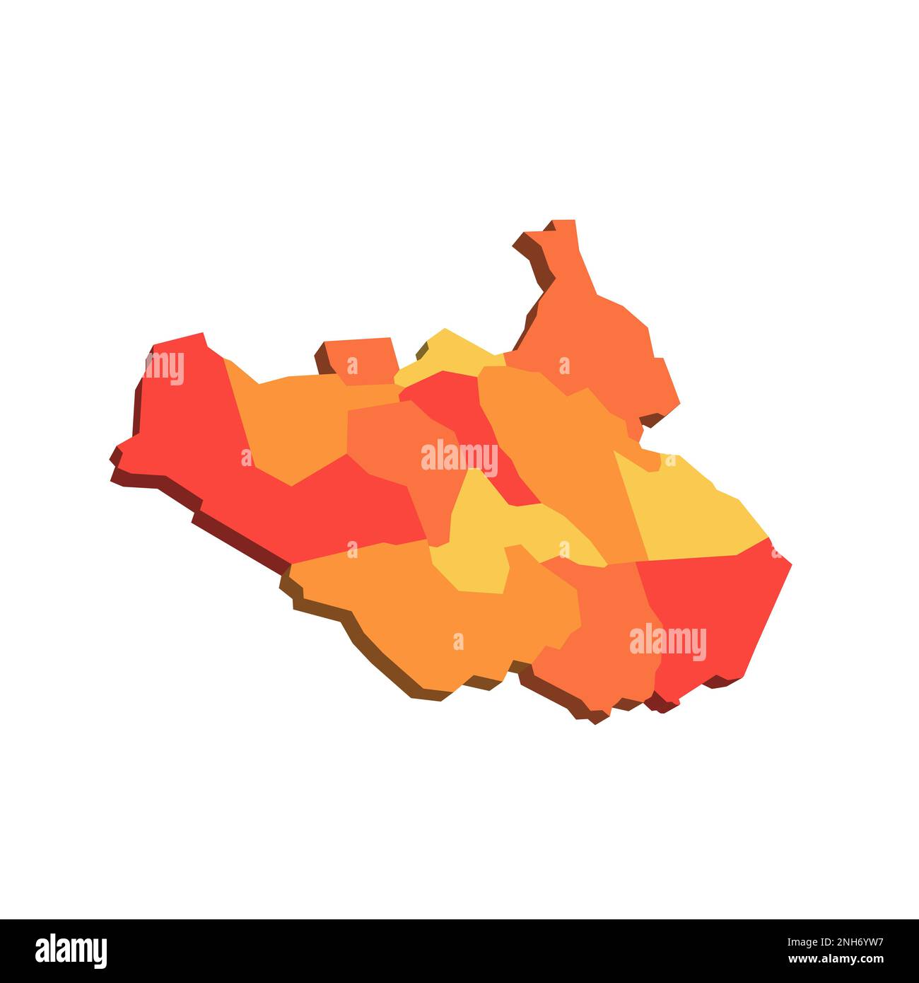South Sudan political map of administrative divisions - states ...