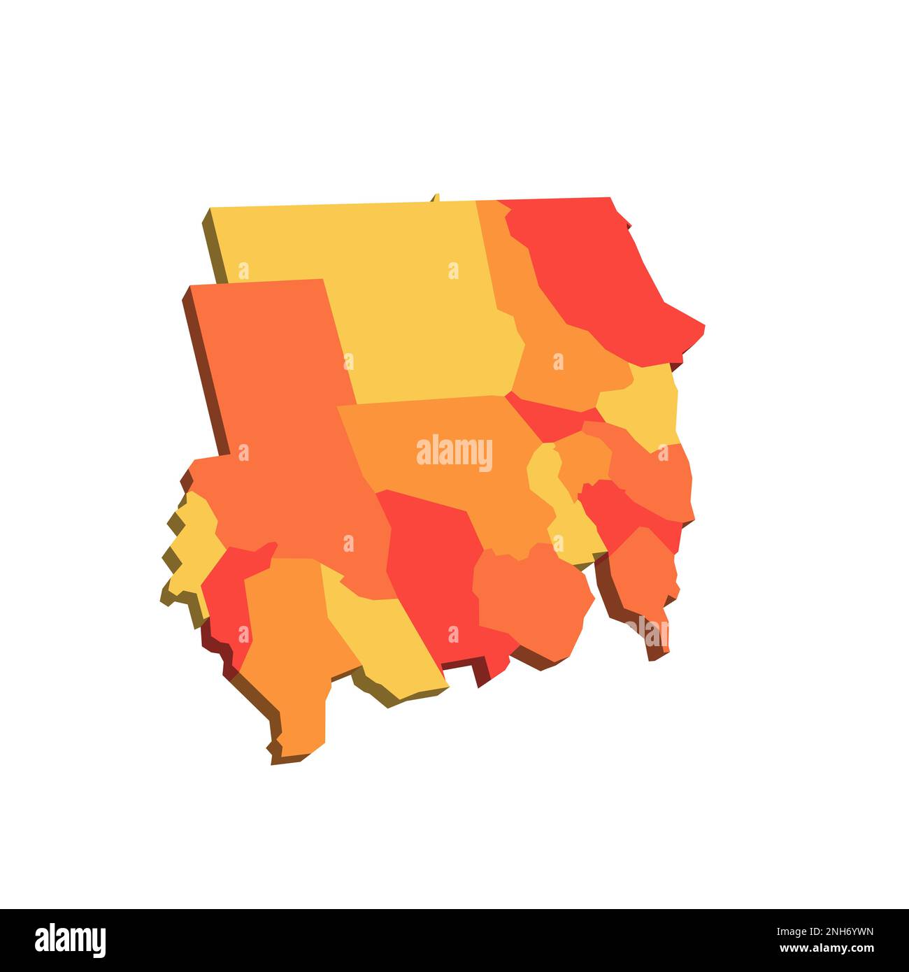 Sudan political map of administrative divisions - states. 3D map in ...