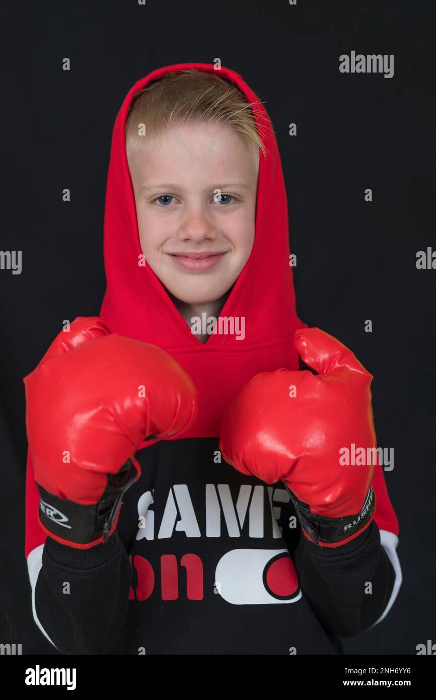 Little boy doing boxing Stock Photo - Alamy
