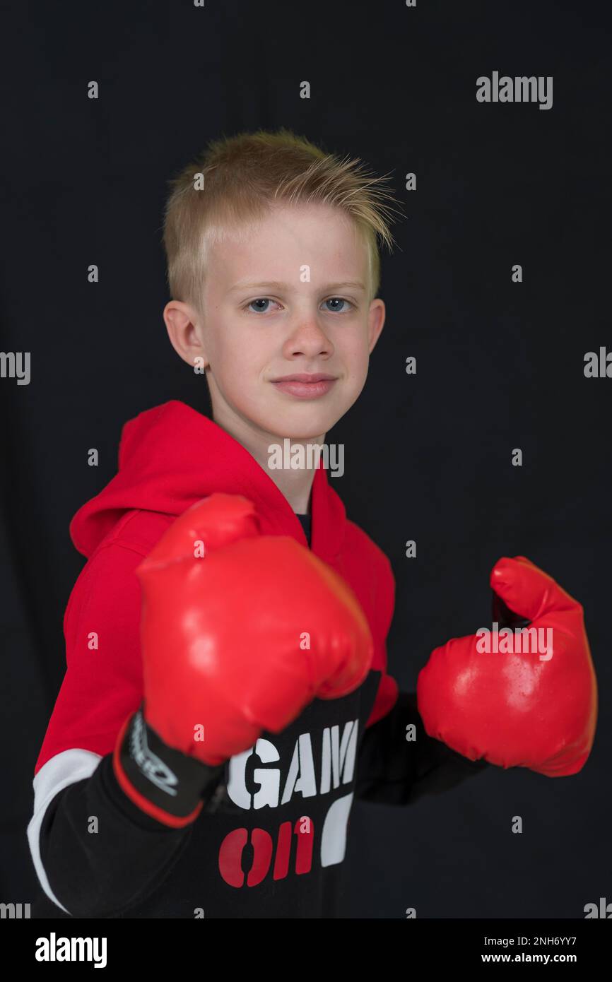 Little boy doing boxing Stock Photo - Alamy